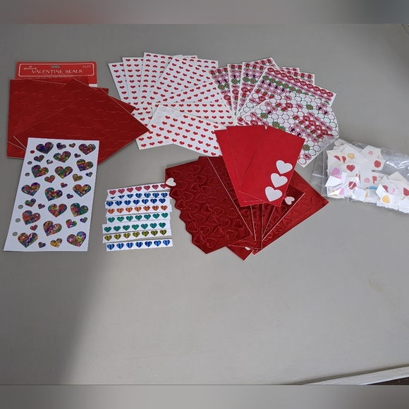 Office | 9s Valentine Heart Lot Of Stickers Full Partial Sheets | Poshmark
